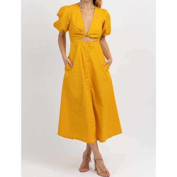 Fore | Dresses | New Fore Golden Hour Twisted Midi Dress In Gold | Poshmark